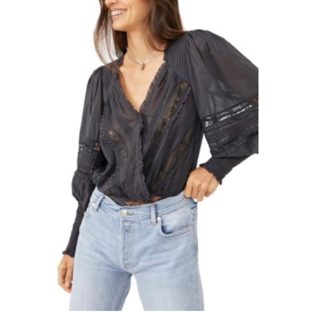 Free People Eloise Lace Bodysuit - Gem